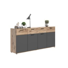 xonox.home Sideboard (B/H/T: 200x91x40 cm) in Nox Oak Nachbildung und Basalt grau | Gr.: onesize