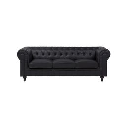 Beliani 3-Sitzer Sofa CHESTERFIELD in Schwarz/Braun - (W) 222 x (H) 78 x (L) 85 cm | Gr.: onesize