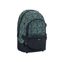 Belmil Premium 2-IN-1 Schultasche & G&uuml;rteltasche "Iguana" Grau mit Brustgurt | Gr.: onesize