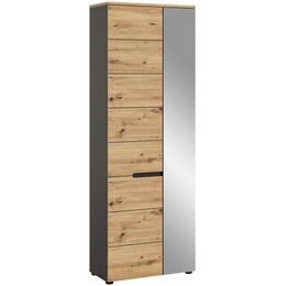 xonox.home Garderobenschrank (B/H/T: 65x190x37 cm) in Basalt grau und Artisan Nachbildung | Gr.: onesize