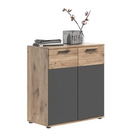 xonox.home Kommode (B/H/T: 80x87x40 cm) in Nox Oak Nachbildung und Basalt grau | Gr.: onesize