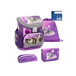 Belmil 4tlg-Set: Schulranzen Little Caty in lila – (H)36 x (B) 28 x (T) 17 cm | Gr.: onesize
