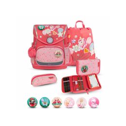 Belmil 6tlg-Set: Premium Schulranzen Compact Plus in Rose Quartz H37xL30.5xT19 cm | Gr.: onesize