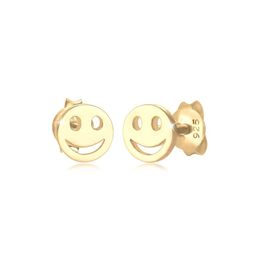 Elli Ohrringe 925 Sterling Silber mit Smiling Face, Plättchen in Gold | Gr.: onesize