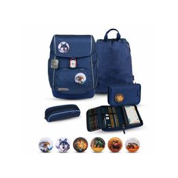 Belmil 6tlg-Set: Premium Schulranzen Comfy Plus Topographic in Blau H36xL27xT19 cm | Gr.: onesize