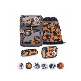 Belmil 5tlg-Set: Schulranzen Set Smarty Orange Camouflage in Orange H37xL26xT18 cm | Gr.: onesize