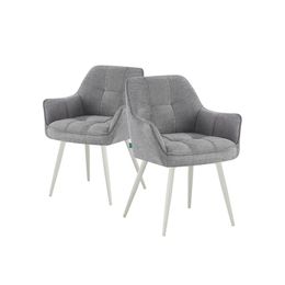 DUBI Möbel 2er-Set: Esszimmerstuhl THOMAS-JILL in Grau - (B)61 x (H)82 x (T)62 cm | Gr.: onesize