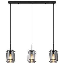 Globo LIGHTING Hängeleuchte "KAMMI", schwarz, 1 Stk., Leuchten, Hängelampe/Pendelleuchte/Glas rauchfarben/Höhe kürzbar/Esstisch