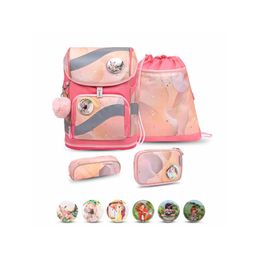 Belmil 5tlg-Set: Schulranzen Set Smarty Marble in Rosa H37xL26xT18 cm | Gr.: onesize