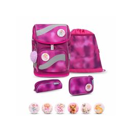 Belmil 5tlg-Set: Schulranzen Set Smarty Shiny Pink in Pink H37xL26xT18 cm | Gr.: onesize