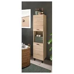 Hochschrank Welltime "Tampa, Höhe 125cm, hängend oder stehend montierbar", braun (eiche sonoma nachbildung), B:30cm H:125cm T:29cm, FSC-zertifizierter Holzwerkstoff, Schränke, Badschrank, Bad-Hängeschrank, Badezimmer, Bad-Möbel