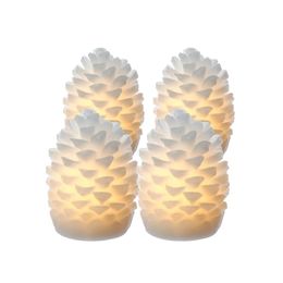 Deluxe Homeart 4x LED Kerze Tannenzapfen Mini Zapfen Deluxe Echtwachs H: 7,5cm weiß | Gr.: onesize