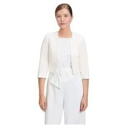 Bolerojacke Vera Mont "Damen Bolero-Jacke mit Kellerfalten", Damen, Gr. 44, weiß (rohweiß), Satin, Obermaterial: 90% Polyester, 10% Elasthan., tailliert, V-Ausschnitt, Jacken