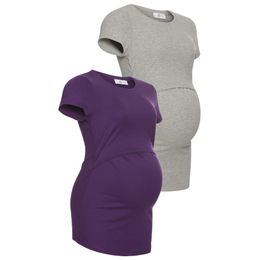 neun 9 monate Umstandsshirt in lila/graumeliert | Gr.: 44-46