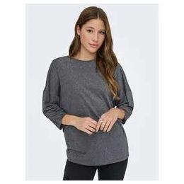 3/4-Arm-Shirt Only "ONLSILVERY GLAMOUR LUREX 3/4 TOP JRS", Damen, Gr. XL, schwarz (schwarz detail:silber lurex), Jersey, Obermaterial: 60% Polyester, 24% Viskose, 16% metallisierte Fasern, Glitzermuster, regular fit, Rundhals, Shirts, mit Glitzer-Effekt
