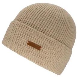 Beanie Chillouts "Heike Hat", Damen, beige, Strick, Materialmix, unifarben, Mützen, mit modischem Umschlag