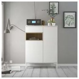 Highboard Inosign "Roommers, Anrichte, Stauraum, Sideboard", weiß (weiß, eiche struktur), B:88,7cm H:118,6cm T:36,3cm, Spanplatte, Sideboards, Kommode, Höhe 118 cm, Breite 88,7 cm, 1 offenes Fach mit Rahmen-Optik