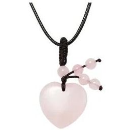 Kette mit Anh&auml;nger Firetti "Schmuck Geschenk Halsschmuck Halskette Herz", rosa (silberfarben, braun, schwarz, rosa), Halsketten, Damen, Messing Nylon, L: 51 B: 4mm, Messing, Nylon, Made in Germany - mit Rosenquarz, B:4mm