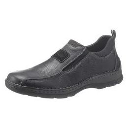 Slip-On Sneaker Rieker, Herren, Gr. 42, schwarz, Leder, Textil, unifarben, Schuhe, Slipper, Schlupfschuh, Halbschuh, Freizeitschuh mit Stretcheinsätze