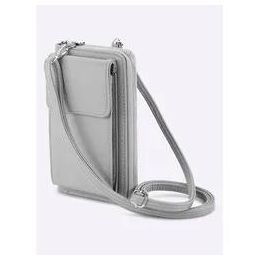 Handytasche Heine, Damen, Gr. B/H/T: 10,5cm x 18,5cm x 3cm, silber (silberfarben), Polyurethan, unifarben, Taschen