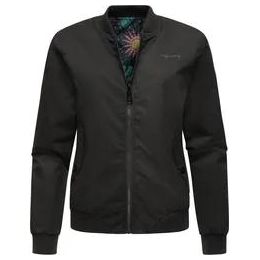 Wendejacke Ragwear "Joom", Damen, Gr. L (40), schwarz, Obermaterial 1: 100% Polyester, Obermaterial 2: 100% Polyester, lässig geschnitten hüftbedeckend, Rundhals, Ärmel ohne Ärmelschlitz Rippstrickbündchen, Jacken, modische 2-in-1-Jacke mit Alloverprint und unifarbener Seite
