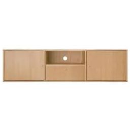 TV-Board HAMMEL FURNITURE "Mistral Fernsehschrank, Medienmöbel, Hängend", weiß (eiche weiß pigmentiert), B:161,5cm H:41,6cm T:45cm, MDF, Massivholz, Spanplatte, Sideboards, Türen mit Akustikstoff, Schublade, Lowboard, B: 161,5 cm