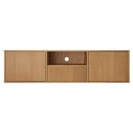 TV-Board HAMMEL FURNITURE "Mistral Fernsehschrank, Medienmöbel, Hängend", braun (eiche, lack, öl), B:161,5cm H:41,6cm T:45cm, MDF, Massivholz, Spanplatte, Sideboards, Türen mit Akustikstoff, Schublade, Lowboard, B: 161,5 cm