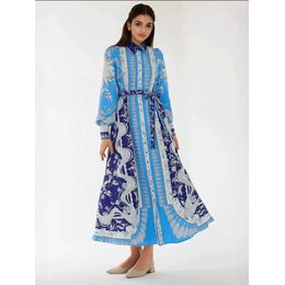 Hiccup Kleid Damen Gr&ouml;&szlig;e 42 azur / hellgrau / violettblau / wei&szlig; Winterkleid