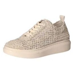 Sneaker Mustang SHOES, Damen, Gr. 37, beige, Lederimitat, Textil, Strukturmuster, Schuhe, Plateausneaker, Schnürschuh mit Keilabsatz