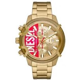 Chronograph Diesel "GRIFFED", gold (goldfarben, goldfarben, rot), Armbanduhren, Herren, Quarzuhr, Armbanduhr, Herrenuhr, Stoppfunktion, Edelstahlarmband
