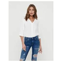 Jacqueline de Yong Shirtbluse JDY "JDYLION CAPOTE 3/4 SHIRT WVN NOOS", Damen, Gr. 34 (XS), wei&szlig; (cloud dancer), Web, Obermaterial: 100% Polyester, unifarben, regular fit h&uuml;ftlang, V-Ausschnitt, Blusen