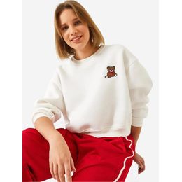 Bianco Lucci Sweatshirt Damen Gr&ouml;&szlig;e S braun / rot / wei&szlig;