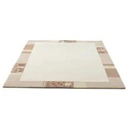 Wollteppich Theko "Royal Ganges" Gr. 3, beige, B:120cm H:13mm L:180cm, Viskose, Wolle, Teppiche, 95% Wolle, mit Bord&uuml;re, ideal im Wohnzimmer & Schlafzimmer