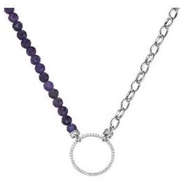 Collier "mit Zierstein, Silber 925", lila, Giorgio Martello MILANO, Halsketten, Damen, 45cm, Silber 925 (Sterlingsilber), Collier