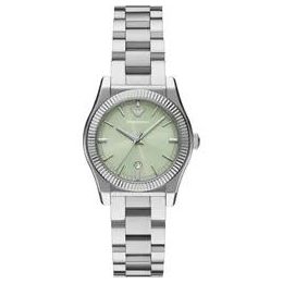 Quarzuhr Emporio Armani, grün (edelstahlfarben, grün), Armbanduhren, Damen, Armbanduhr, Damenuhr, Edelstahlarmband, analog, Tag