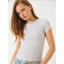 Bianco Lucci T-Shirt Damen Gr&ouml;&szlig;e M grau / wei&szlig;