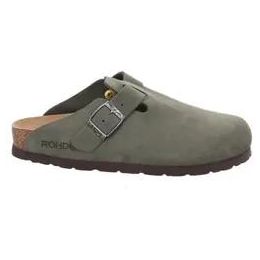 Pantoffel Rohde "ALBA", Damen, Gr. 35, grün (olivgrün), Veloursleder, used, Schuhe, Schlappen, Hausschuh mit leichter Laufsohle in Weite G