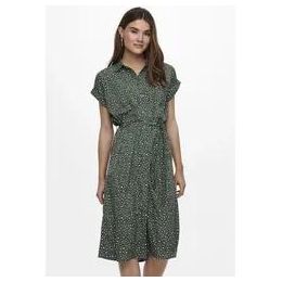 Hemdblusenkleid Only "ONLHANNOVER S/S SHIRT DRESS NOOS WVN", Damen, Gr. 34 (XS), N-Gr, gr&uuml;n (laurel wreath aop animal), Web, Obermaterial: 100% Polyester, gemustert, Kleider, Sommerkleid