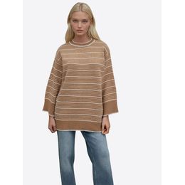 Hiccup Pullover Damen Gr&ouml;&szlig;e L camel / wei&szlig;