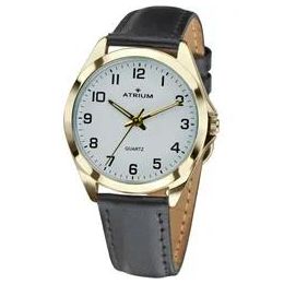 Quarzuhr Atrium, schwarz (schwarz, goldfarben), Armbanduhren, Damen, Armbanduhr, Herrenuhr, Damenuhr, Lederarmband
