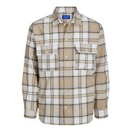 Jack & Jones JACK & JONES Hemd 'FRI' Herren Größe S hellbeige / dunkelbeige / schwarz / weiß