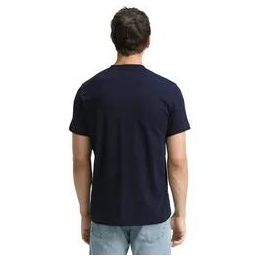 Print-Shirt Tom Tailor "Tom Tailor Herren T-Shirt Frontprint", Herren, Gr. M, blau (dunkelblau), Obermaterial: 100% Baumwolle, regular fit, Rundhals, Shirts