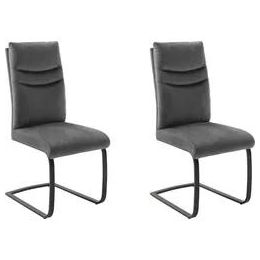 Freischwinger MCA furniture "Gibara Schwingstuhl 2er Set", anthrazit, schwarz matt lackiert, schwarz matt lackiert, B:46cm H:105cm T:62cm, Polyester, Stühle, Esszimmerstuhl,Nosag Federung im Sitz,Flachrohr,Belastbarkeit 140 kg