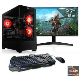CSL Gaming-PC-Komplettsystem "AeroVision V24357", Energieeffizienz: E (A-G), schwarz, Microsoft Windows 11 Home (64 Bit), 16 GB RAM 500 GB SSD, Computer_Komplettsysteme