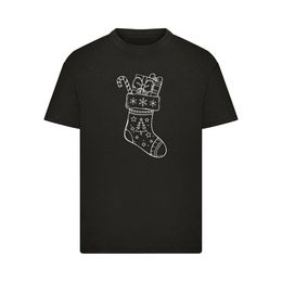 Merchcode Shirt 'Christmas Socks' Jungen Größe 134/140 schwarz / weiß