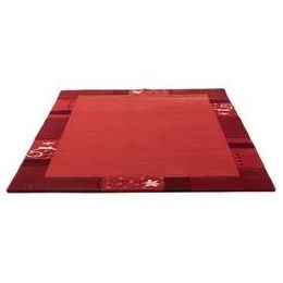 Wollteppich Theko "Royal Ganges", rot, B:200cm H:13mm L:200cm, Viskose, Wolle, Teppiche, 95% Wolle, mit Bord&uuml;re, ideal im Wohnzimmer & Schlafzimmer