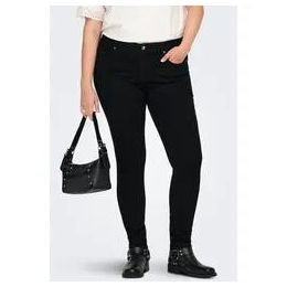 Skinny-fit-Jeans Only CARMAKOMA "CARWILLY REG SKINNY JEANS DNM PIM2343", Damen, Gr. 54, Länge 32, schwarz (schwarz denim), Denim/Jeans, Obermaterial: 92% Baumwolle, 6% Elastomultiester, 2% Elasthan, unifarben, skinny fit, Jeans