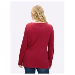 Langarmshirt sheego "Langarm-Shirt", Damen, Gr. 52/54, kirsche, silberfarben, bedruckt, 50% Baumwolle, 50% Modal, bedruckt, gemustert, mehrfarbig, U-Boot-Ausschnitt, Shirts