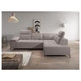 Ecksofa WERK2 "Memo Focus-L, elektrisch erweiterbare Sitztiefe um ca. 30 cm, L-Form", beige, B:204cm H:82cm T:278cm, 92% Polyester, 8% Nylon, Sofas, Komfort nach Maß: Ausziehbare Sitztiefe, verstellbare Kopfteile & Füße