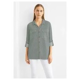 V&eacute;ro Moda Hemdbluse VERO MODA "VMBUMPY L/S SHIRT NEW WVN GA NOOS", Damen, Gr. S, pine grove stripes:snow wei&szlig;, Web, Obermaterial: 100% Viskose, gestreift, regular fit Po-bedeckend, V-Ausschnitt, mit Riegel Manschette, Blusen Hemdbluse, Viskose, regular fit
